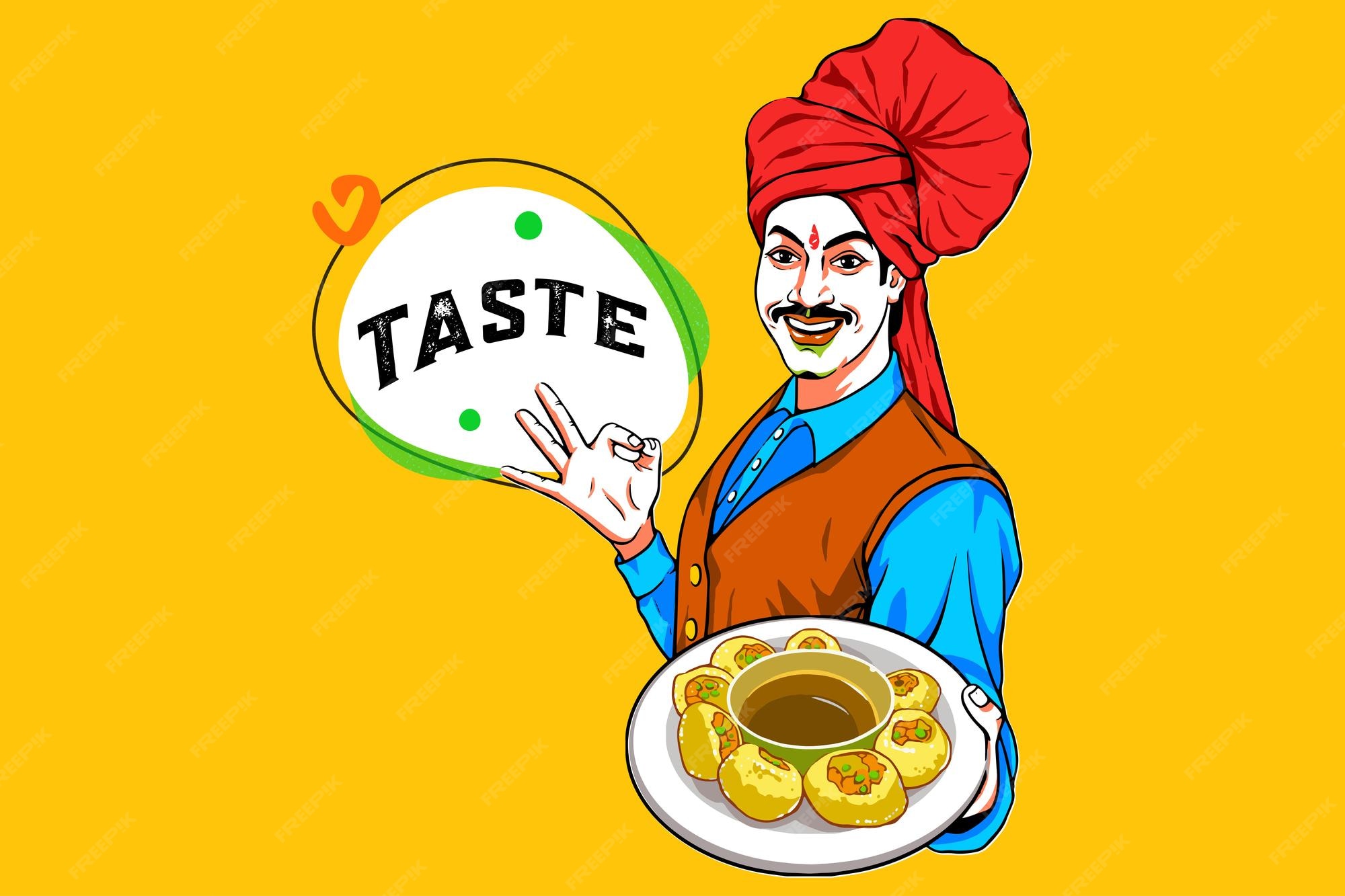 Premium Vector | Indian man eating panipuri, phuchka, gupchup or golgappa. Premium Vector | Indian man eating panipuri, phuchka, gupchup or golgappa.