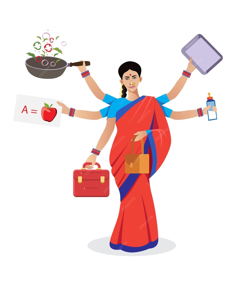 Premium Vector | Indian Multitasking woman balancing life with multiple ... Premium Vector | Indian Multitasking woman balancing life with multiple ...