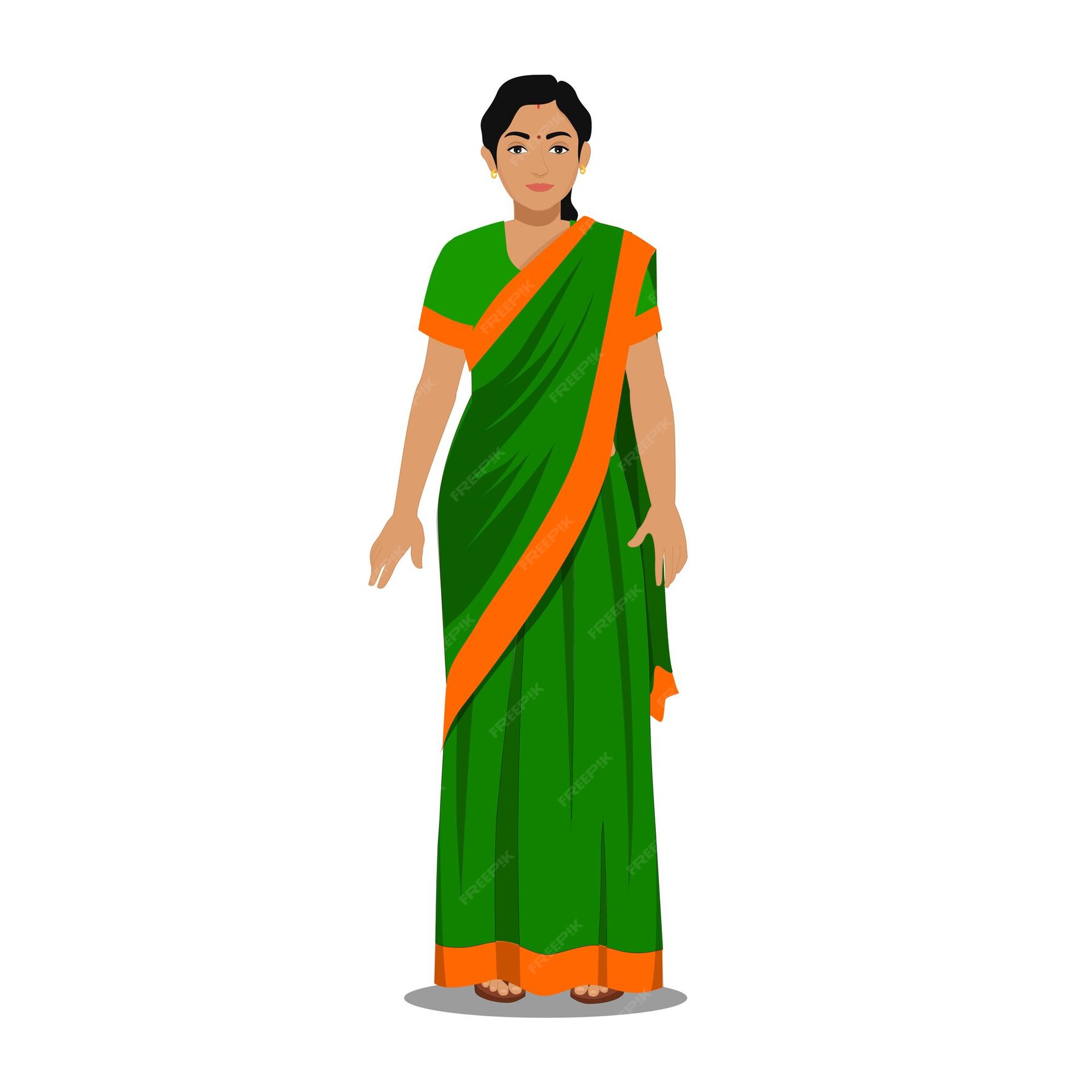 Premium Vector Indian Woman In Saree Front Pose