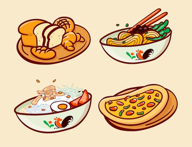 Premium Vector | Indonesian food vector set collection Premium Vector | Indonesian food vector set collection