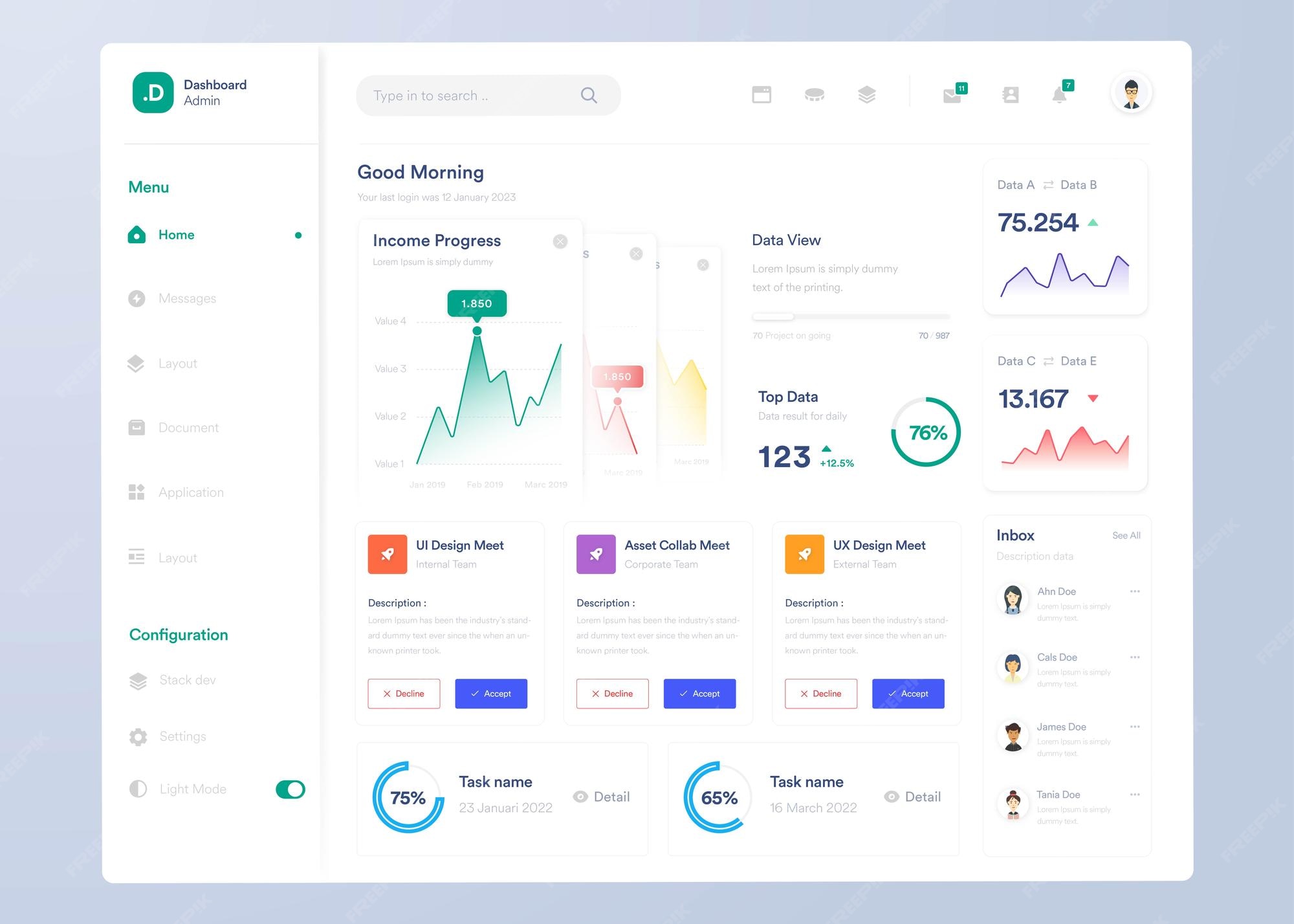 Premium Vector | Infographic dashboard UI design with graphs charts and ...
