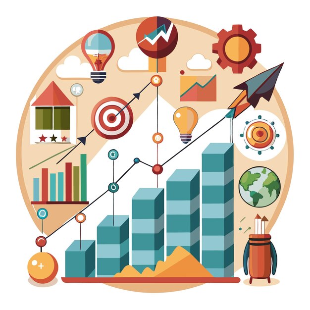 Infographic depicting growth metrics and data analysis elements ... Infographic depicting growth metrics and data analysis elements ...