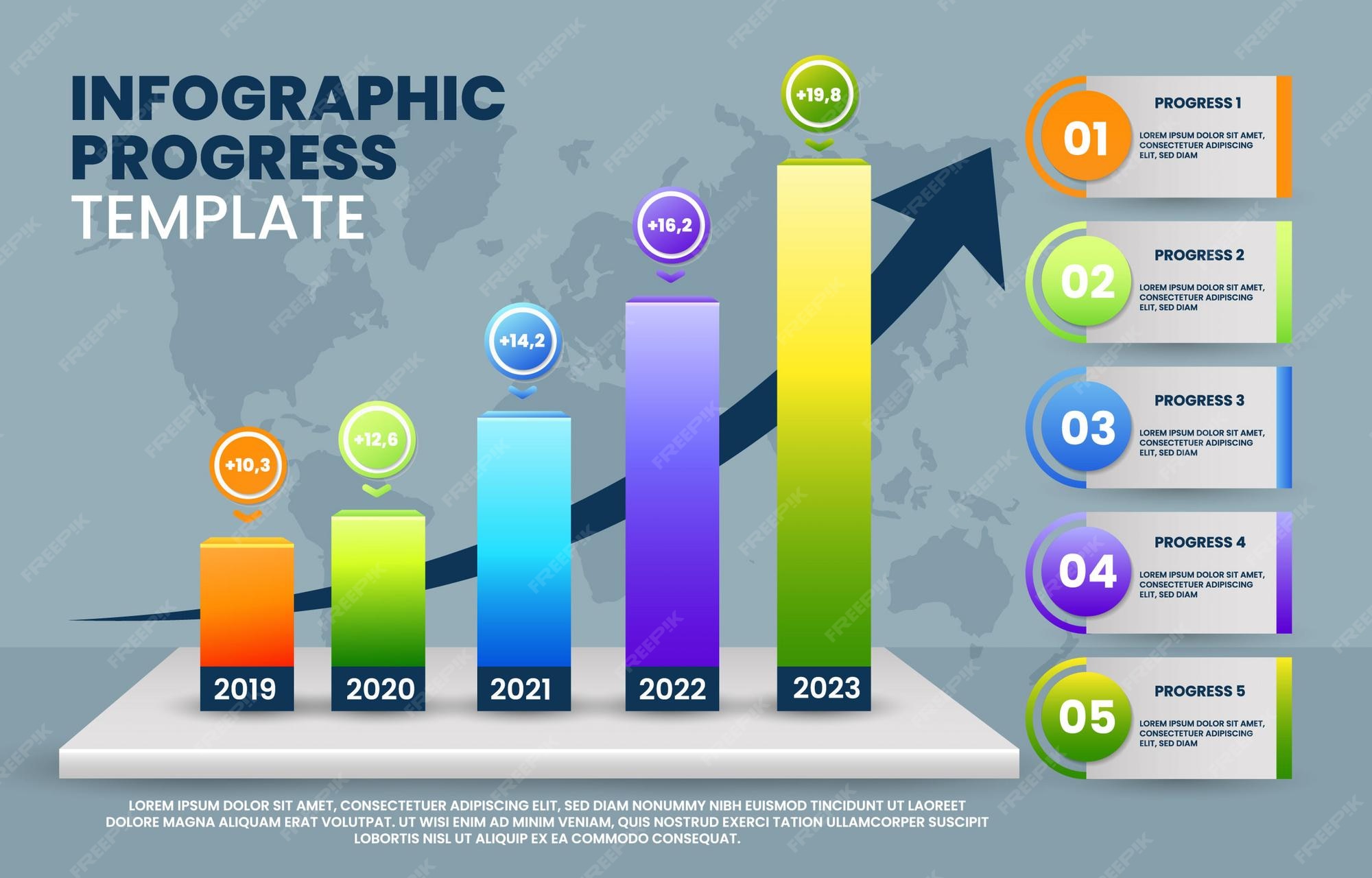 Premium Vector | Infographic progress template Premium Vector | Infographic progress template