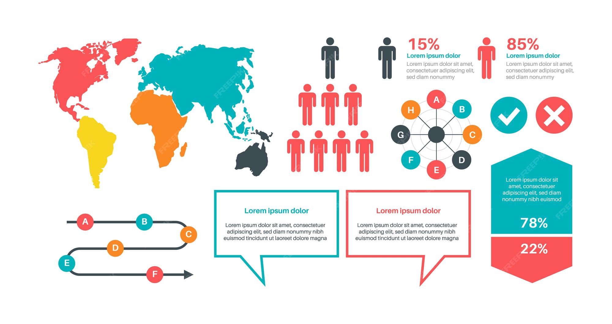 Infographics 마케팅 통계 재무 다이어그램 단어 맵 분석 차트 구조 진행률 및 프로세스 통계 타임라인 및 순서도 현대 프리젠테이션 벡터 격리 세트 프리미엄 벡터