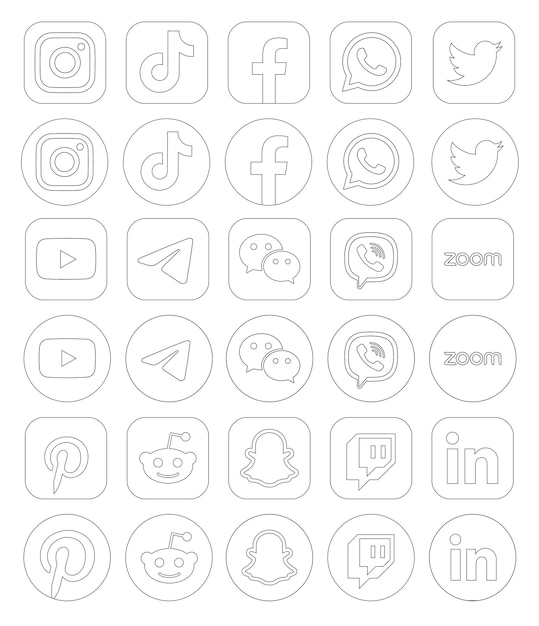 Premium Vector Instagram Tiktok Facebook Whatsapp Twitter Youtube