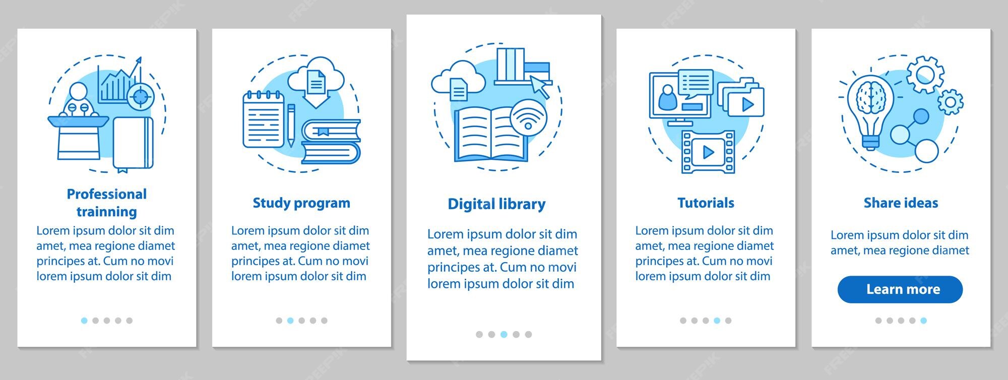 Premium Vector | Interactive training onboarding mobile app page screen ...