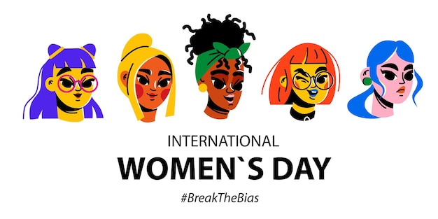 Premium Vector International Womens Day A Variety Of Beautiful Girls On The Poster Cartoon