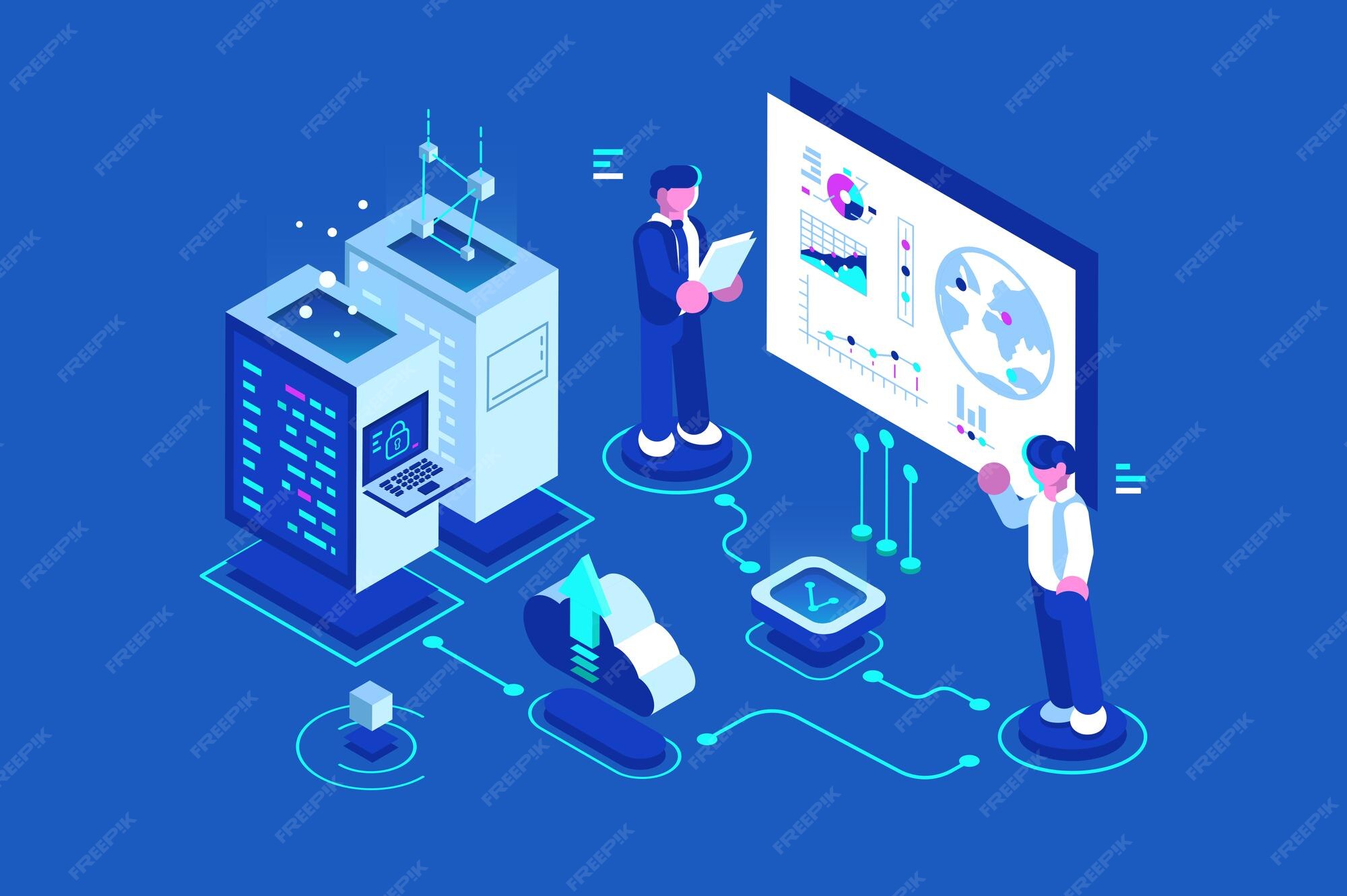 Premium Vector Internet Data Center Connection Administrator Of Web Hosting