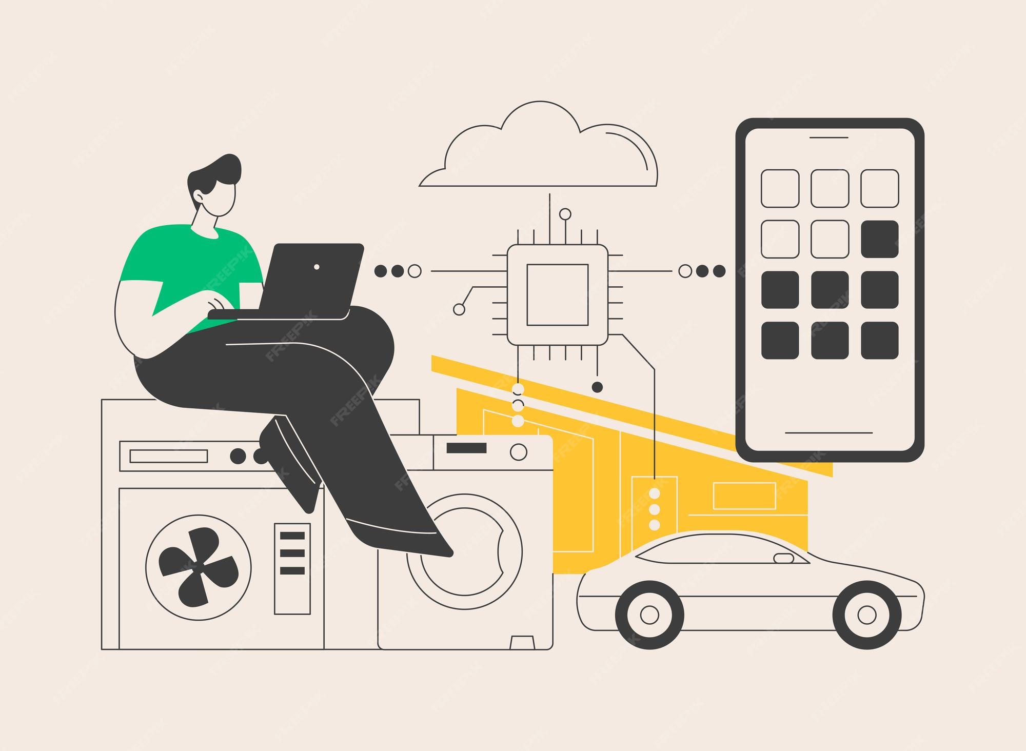 Premium Vector Iot Development Abstract Concept Vector Illustration Internet Of Things Iot