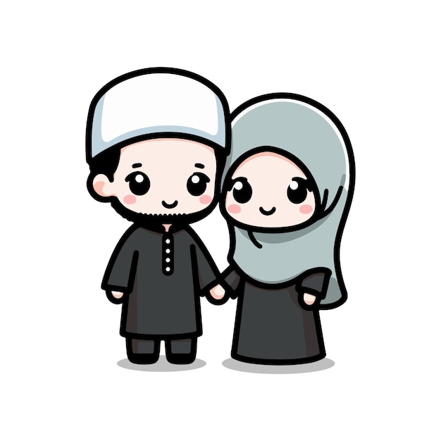 Premium Vector Islamic Couple Character Illustrations Collection