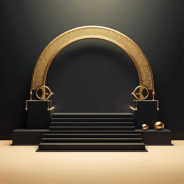 Premium Vector | Islamic golden podium stand vector Premium Vector | Islamic golden podium stand vector