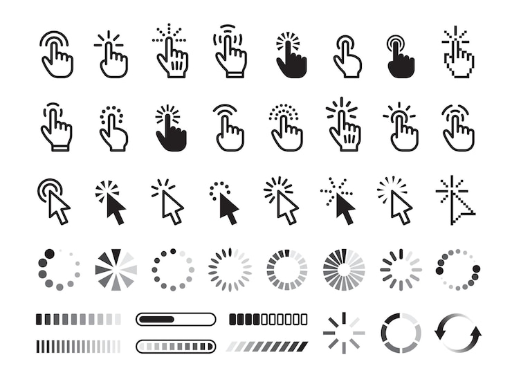Premium Vector | Isolated click icons hands symbols selection pointer ...