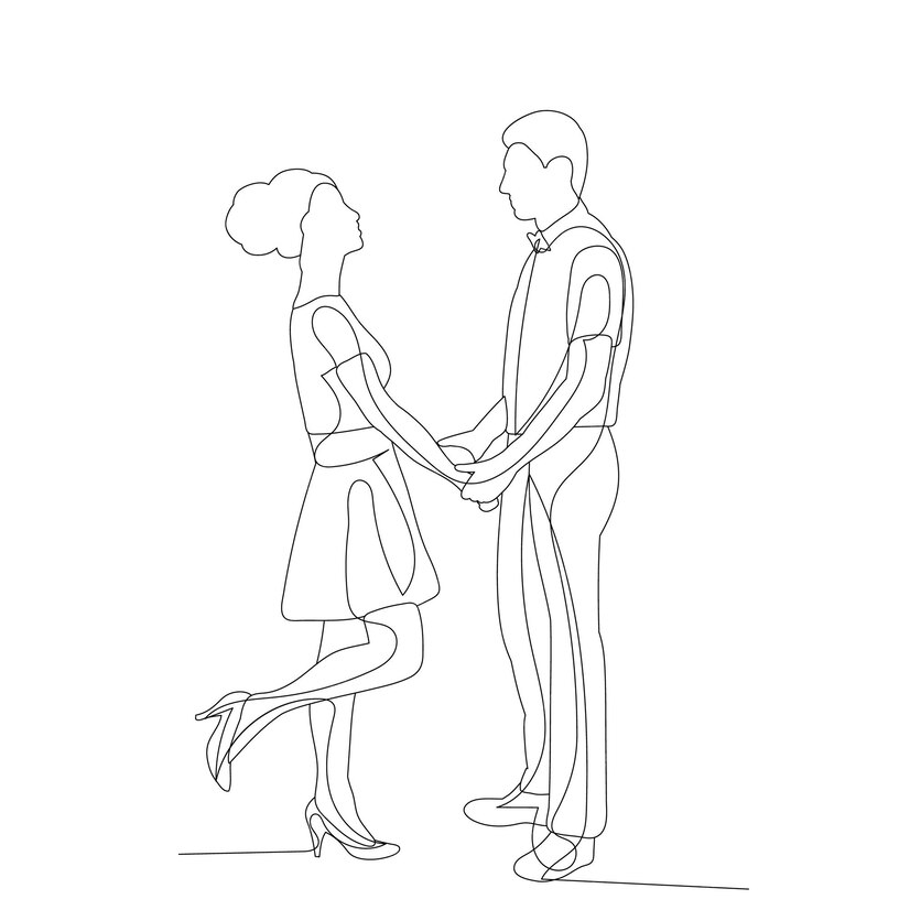 Premium Vector Isolated Continuous Line Drawing Of A Guy And A Girl Sketch