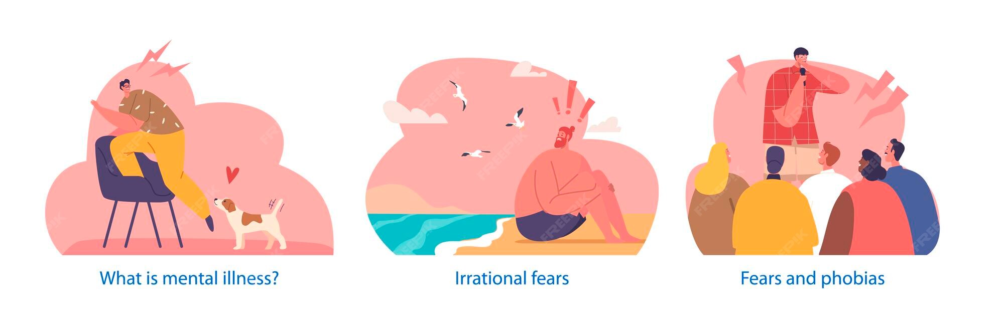 Premium Vector | Isolated elements with human fears male and female ... Premium Vector | Isolated elements with human fears male and female ...