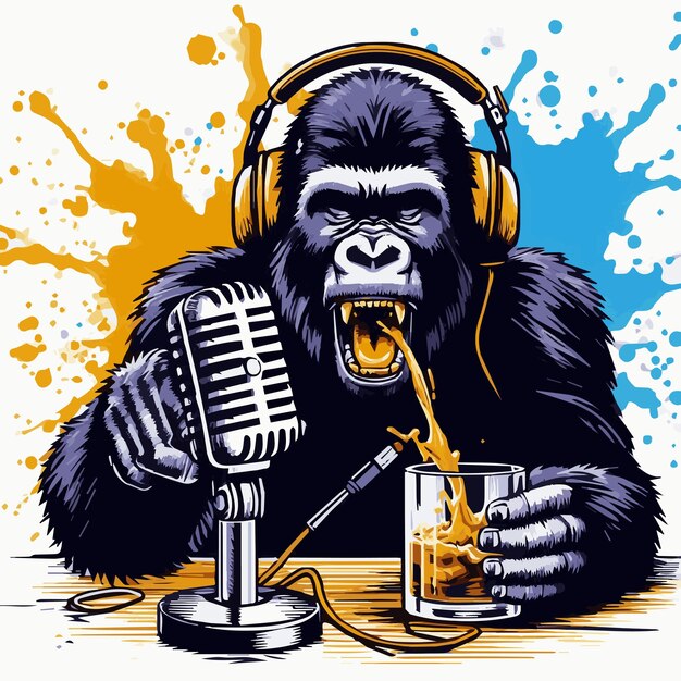 Premium Vector | Isolated gorilla radio splatter paint vector style Premium Vector | Isolated gorilla radio splatter paint vector style