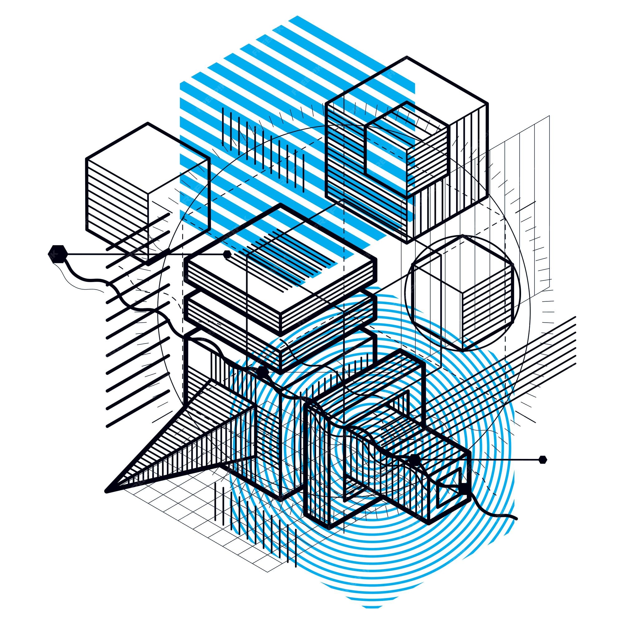 Premium Vector Isometric Abstract Background With Linear Dimensional Shapes Vector 3d Mesh