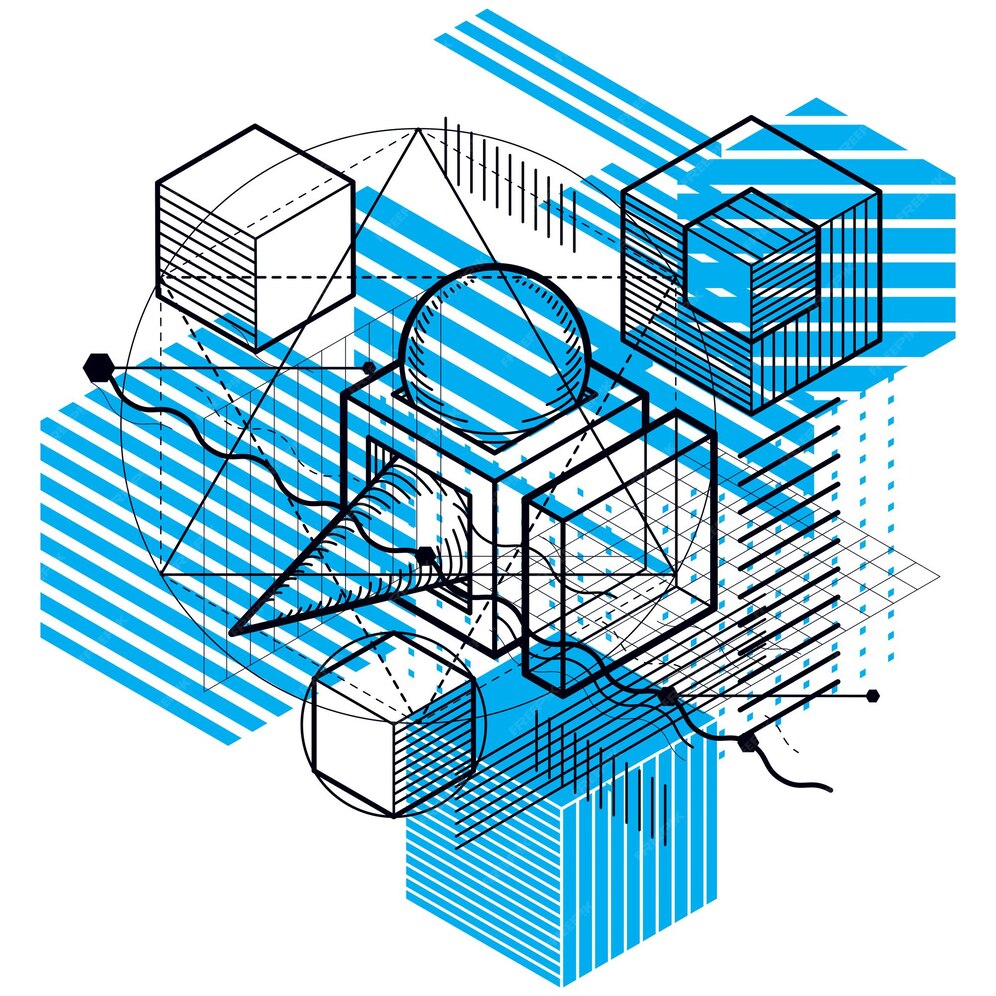 Premium Vector Isometric Abstract Background With Linear Dimensional Shapes Vector 3d Mesh