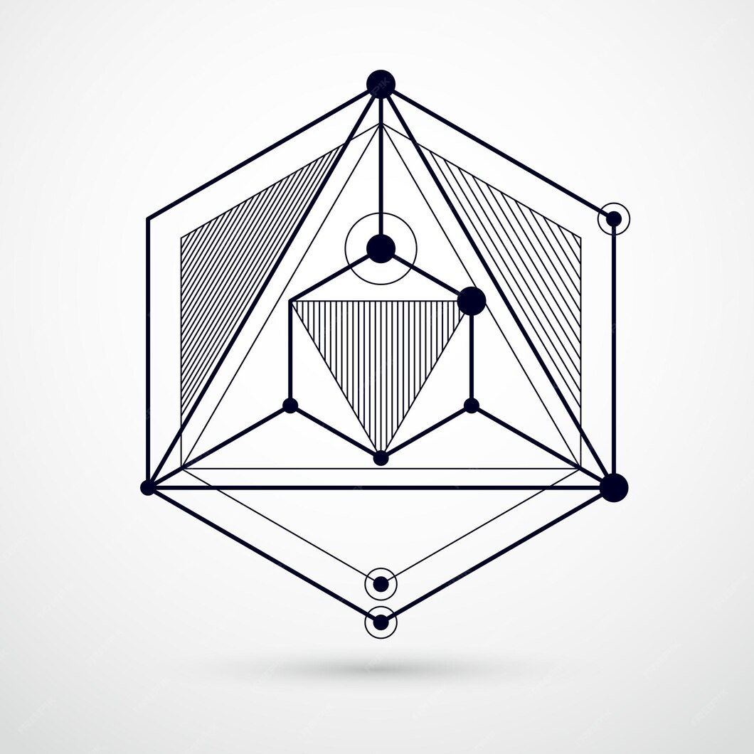 Premium Vector Isometric Abstract Black And White Background With Linear Dimensional Cube