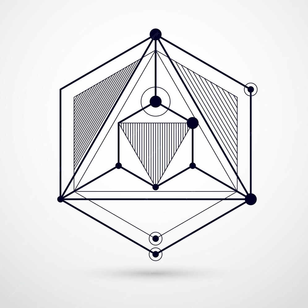 Premium Vector Isometric Abstract Black And White Background With Linear Dimensional Cube