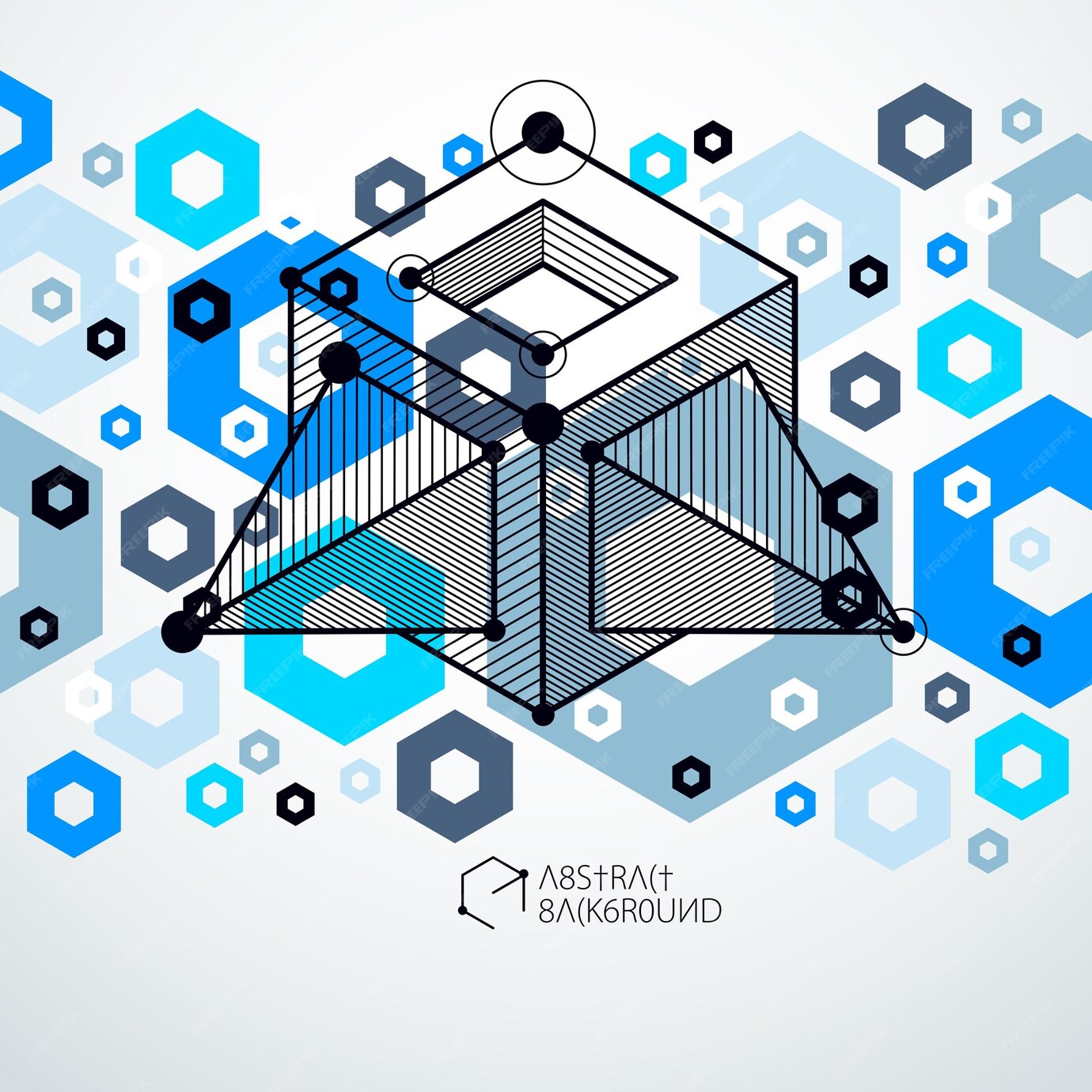 Premium Vector Isometric Abstract Blue Background With Linear Dimensional Cube Shapes Vector