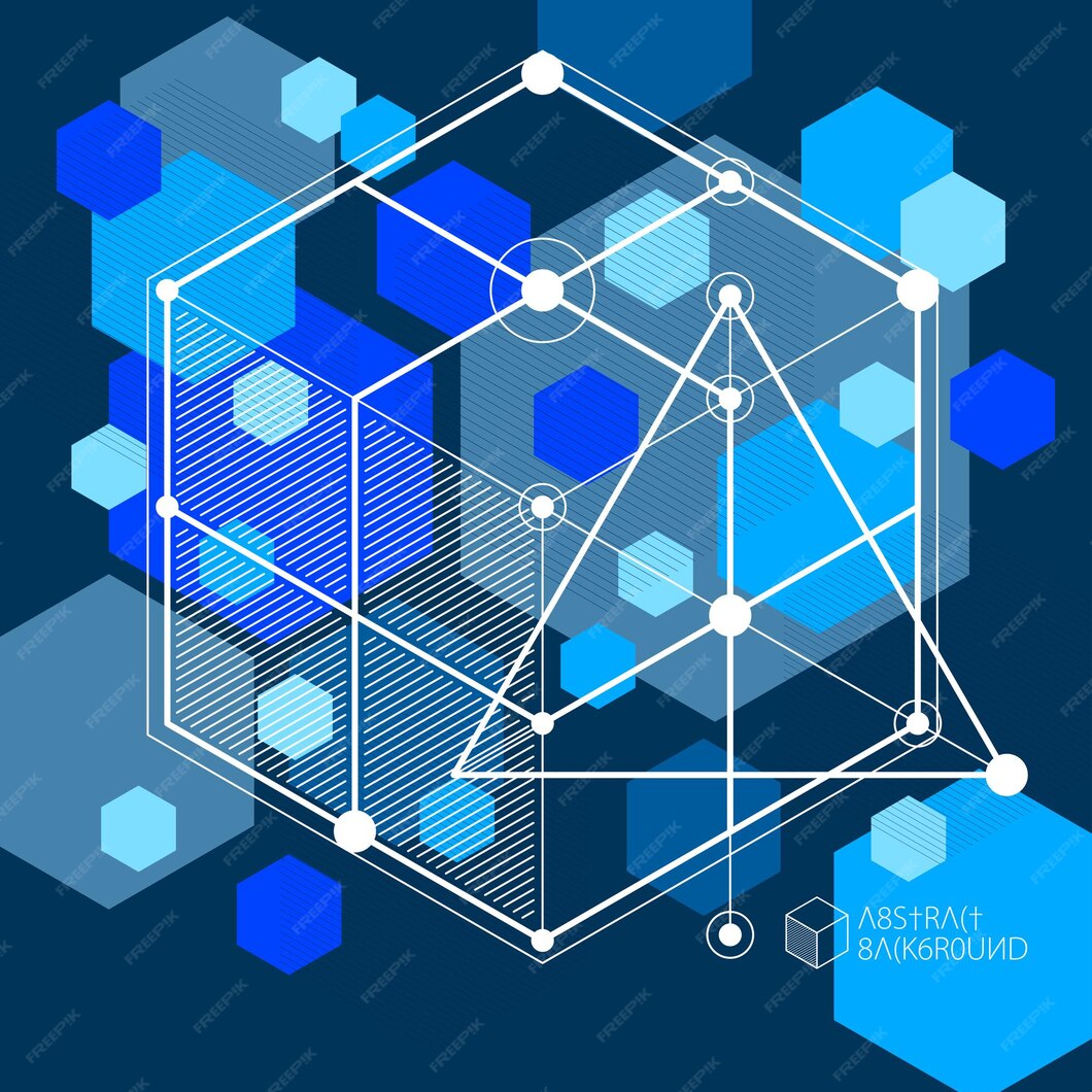 Premium Vector Isometric Abstract Dark Blue Background With Linear Dimensional Cube Shapes