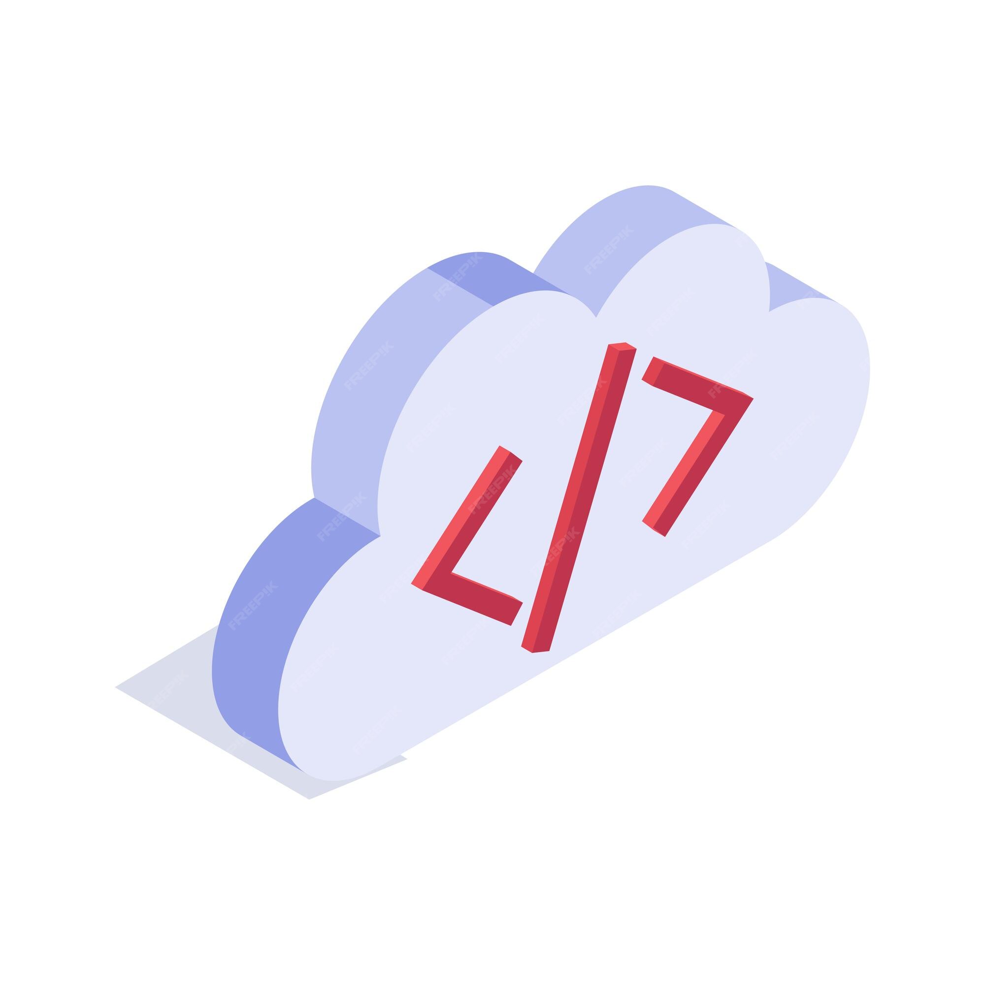 Premium Vector | An isometric cloud with HTML tags representing cloud ...