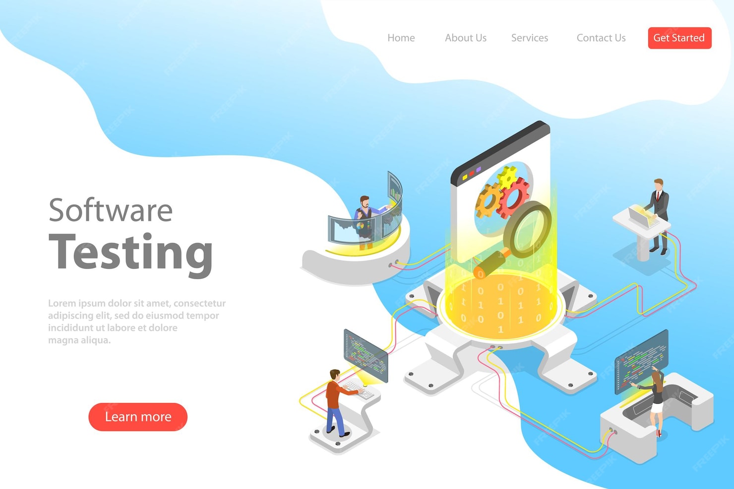 Premium Vector | Isometric flat vector landing pate template of ...