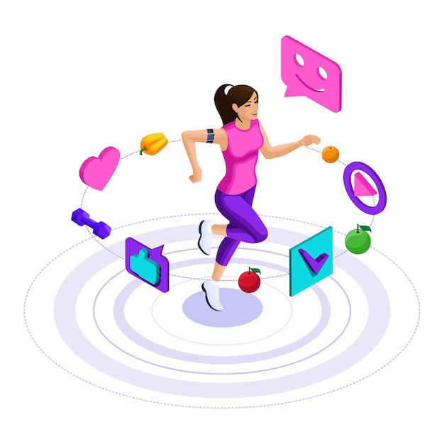 Premium Vector | Isometric girl run jump couple on a run athletes ... Premium Vector | Isometric girl run jump couple on a run athletes ...