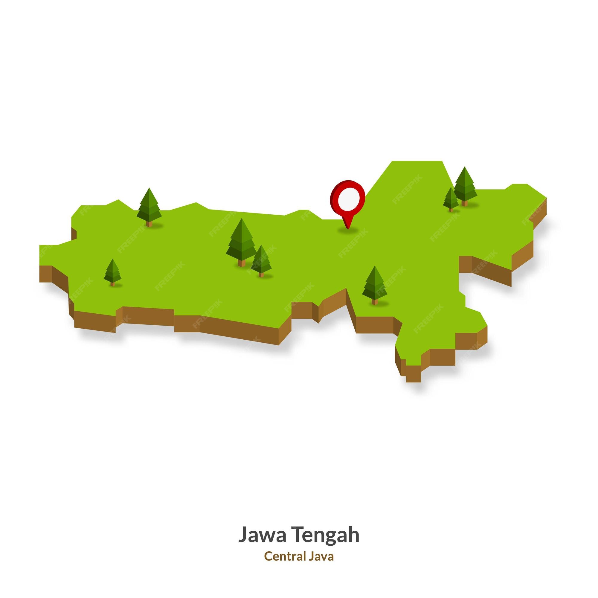 Premium Vector | Isometric map of central java province indonesia ... Premium Vector | Isometric map of central java province indonesia ...