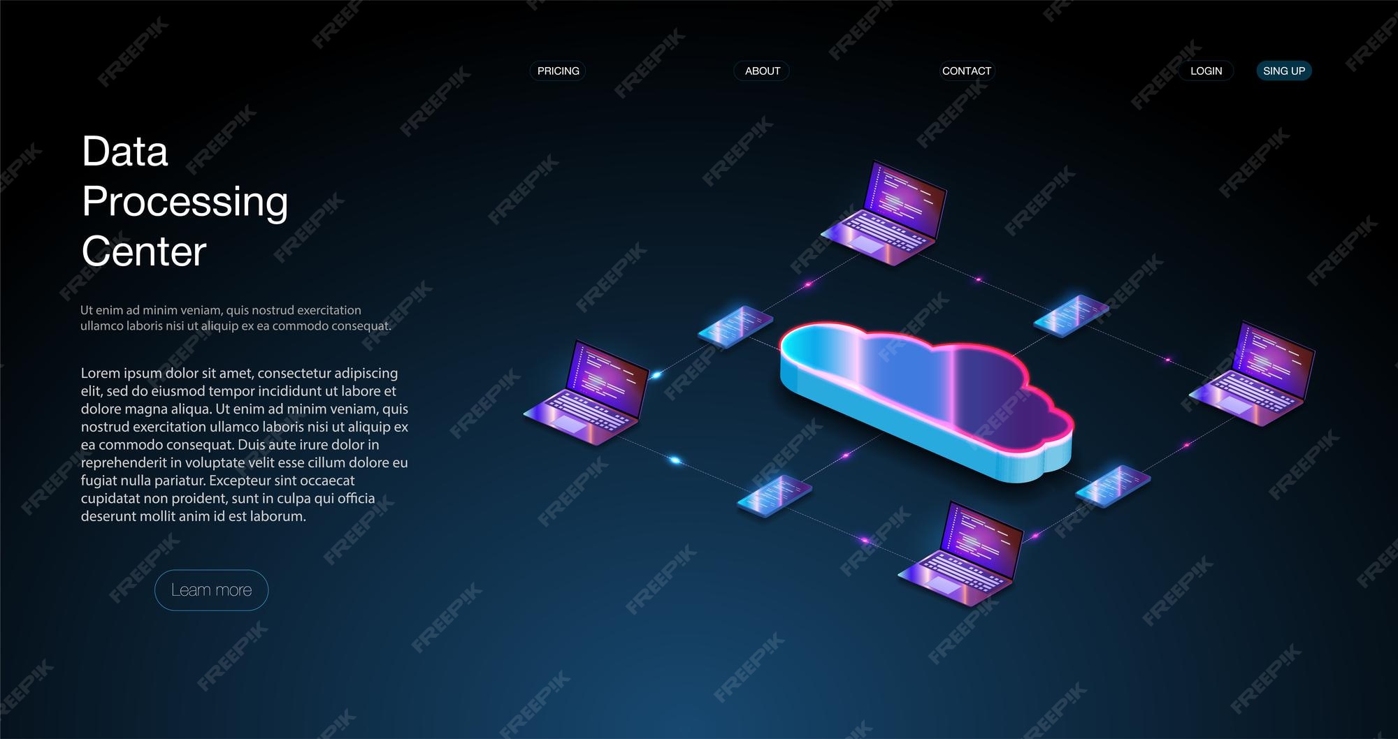 Premium Vector | Isometric modern web cloud technology and networking concept. cloud computing ...