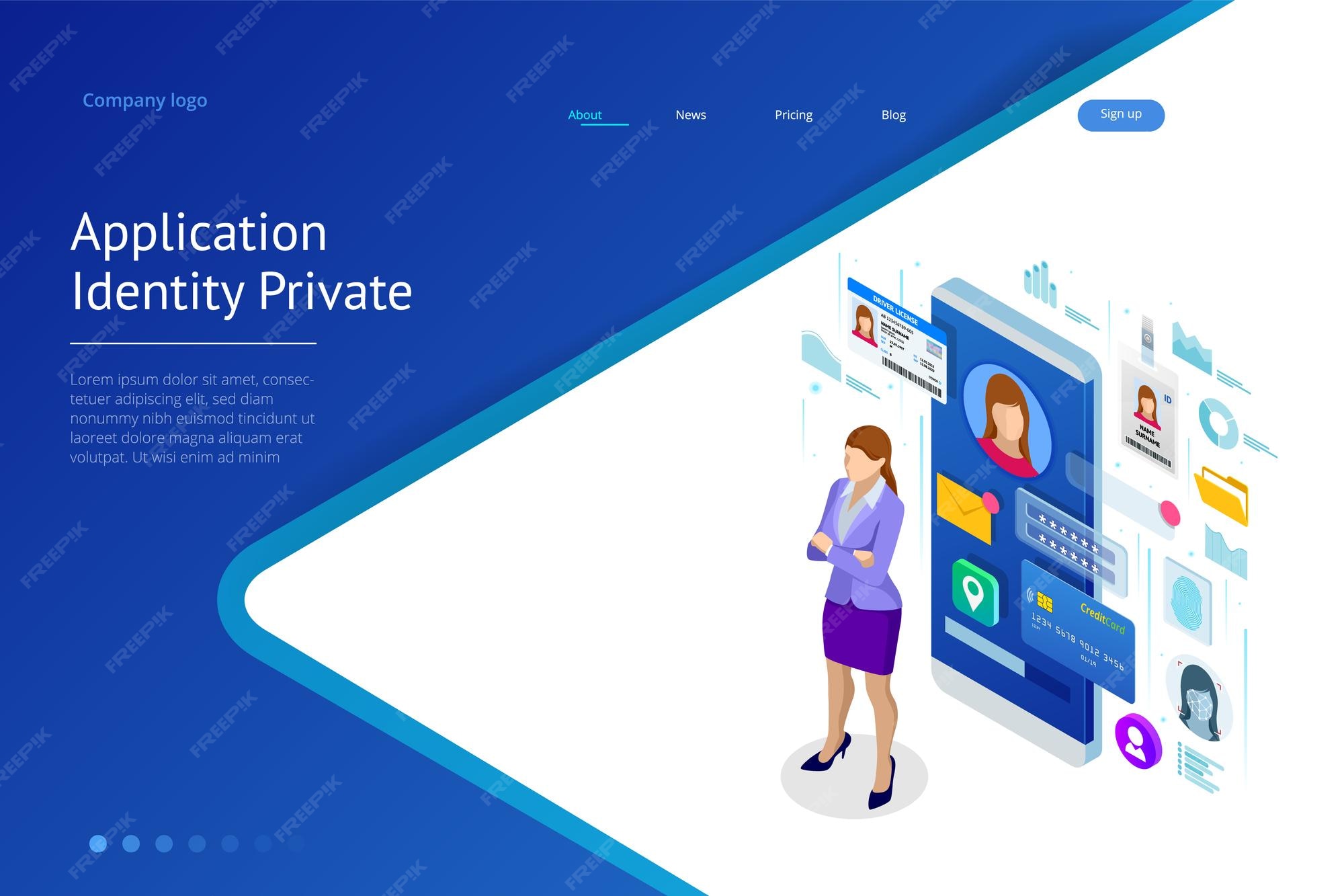 Premium Vector | Isometric personal data information app identity ...