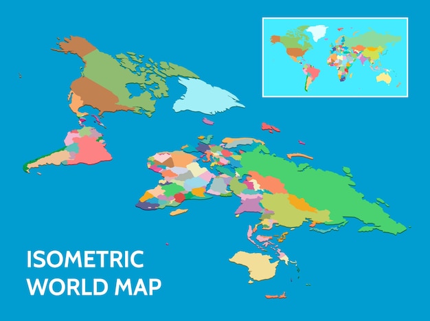 Premium Vector | Isometric political world map. Premium Vector | Isometric political world map.