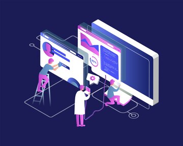 Premium Vector | Isometric programming and coding technologies.