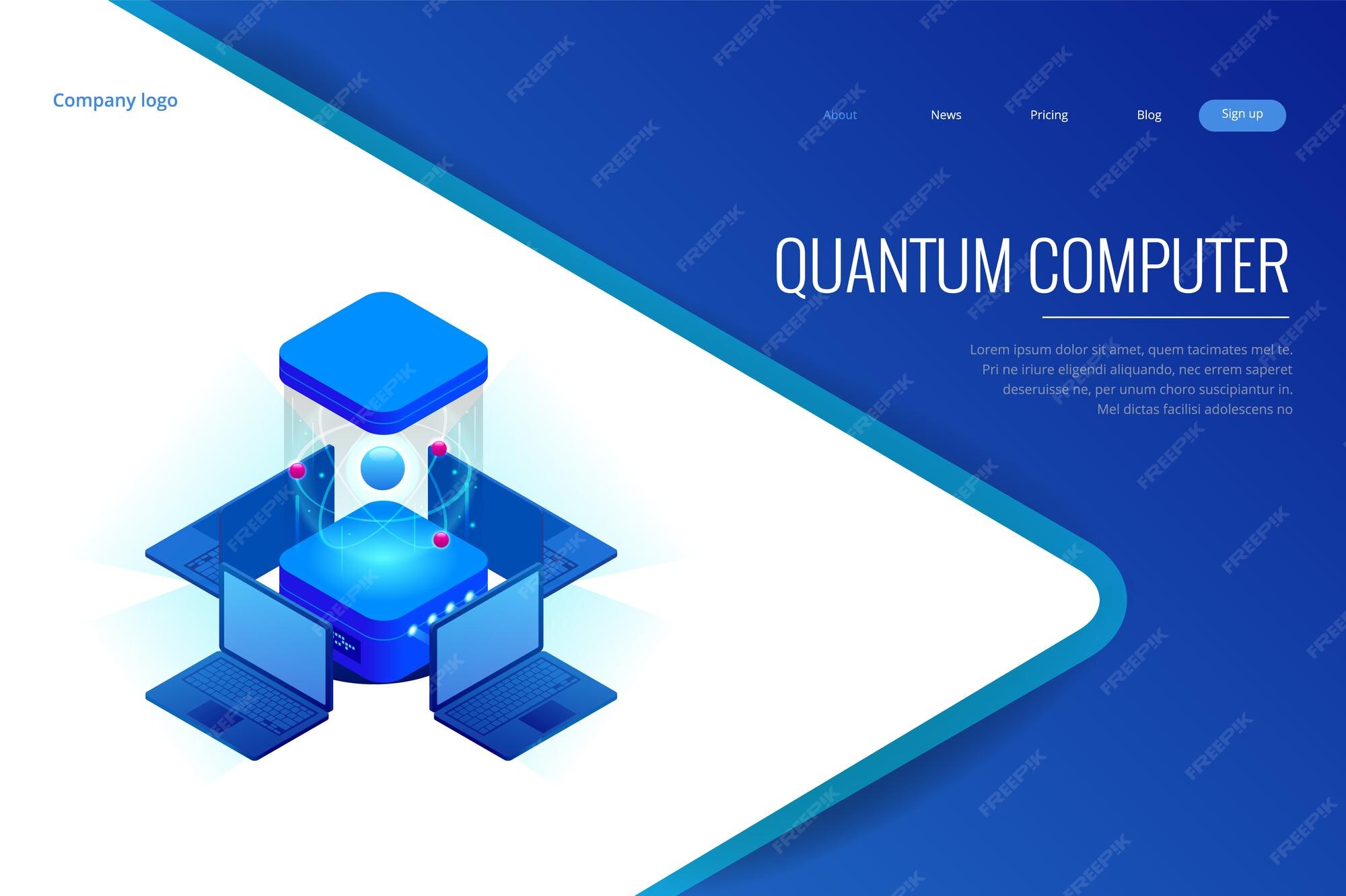 Premium Vector | Isometric quantum computing or supercomputing. a ...
