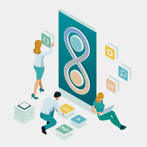 Premium Vector Isometric Technology Process Of Software Development Web Development And Coding