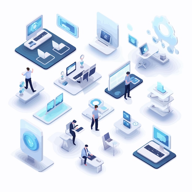 Premium Vector | Isometric_user_interfaceOnline_office_device Premium Vector | Isometric_user_interfaceOnline_office_device