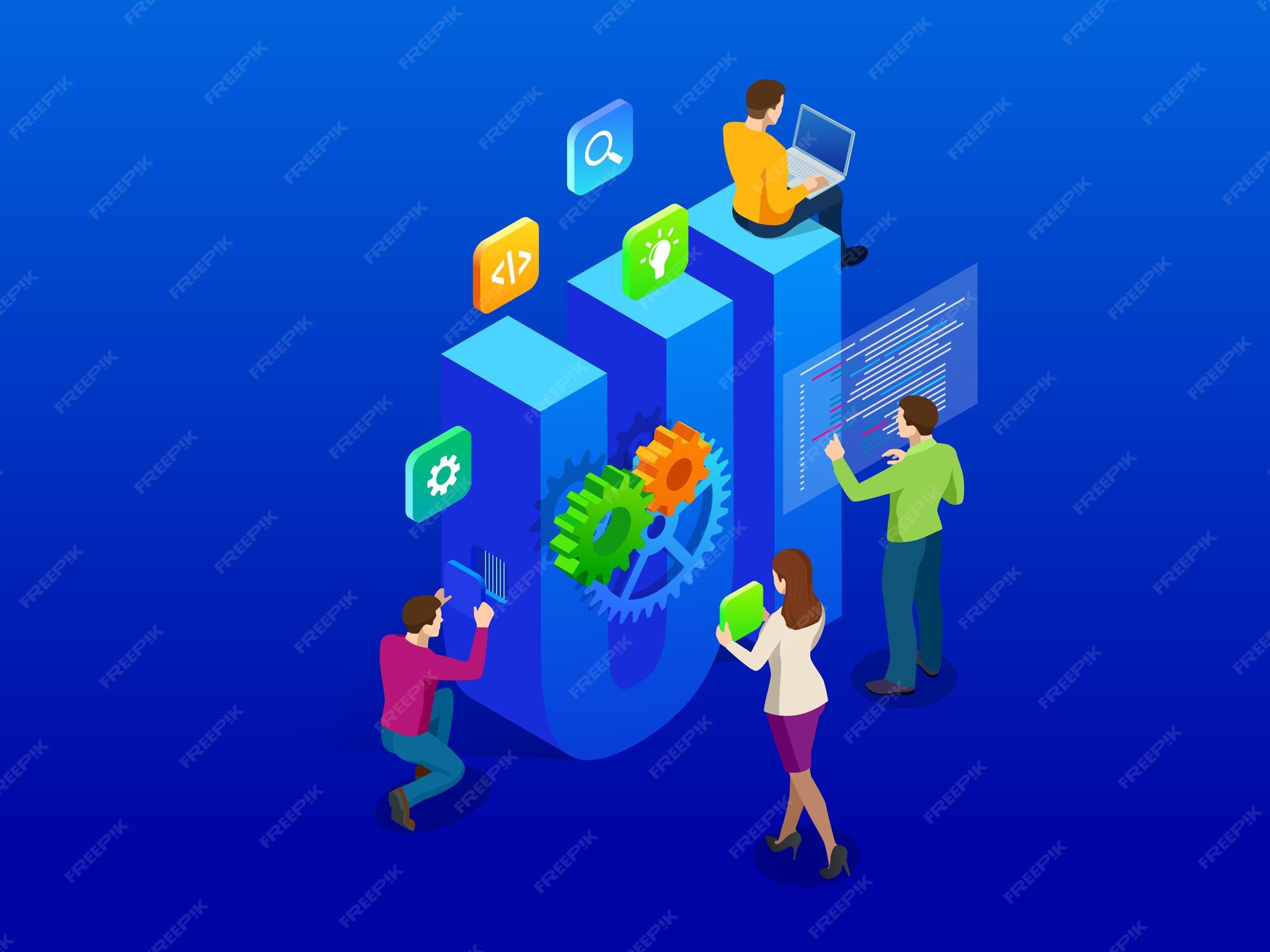 Premium Vector | Isometric web development and coding concept. app ...