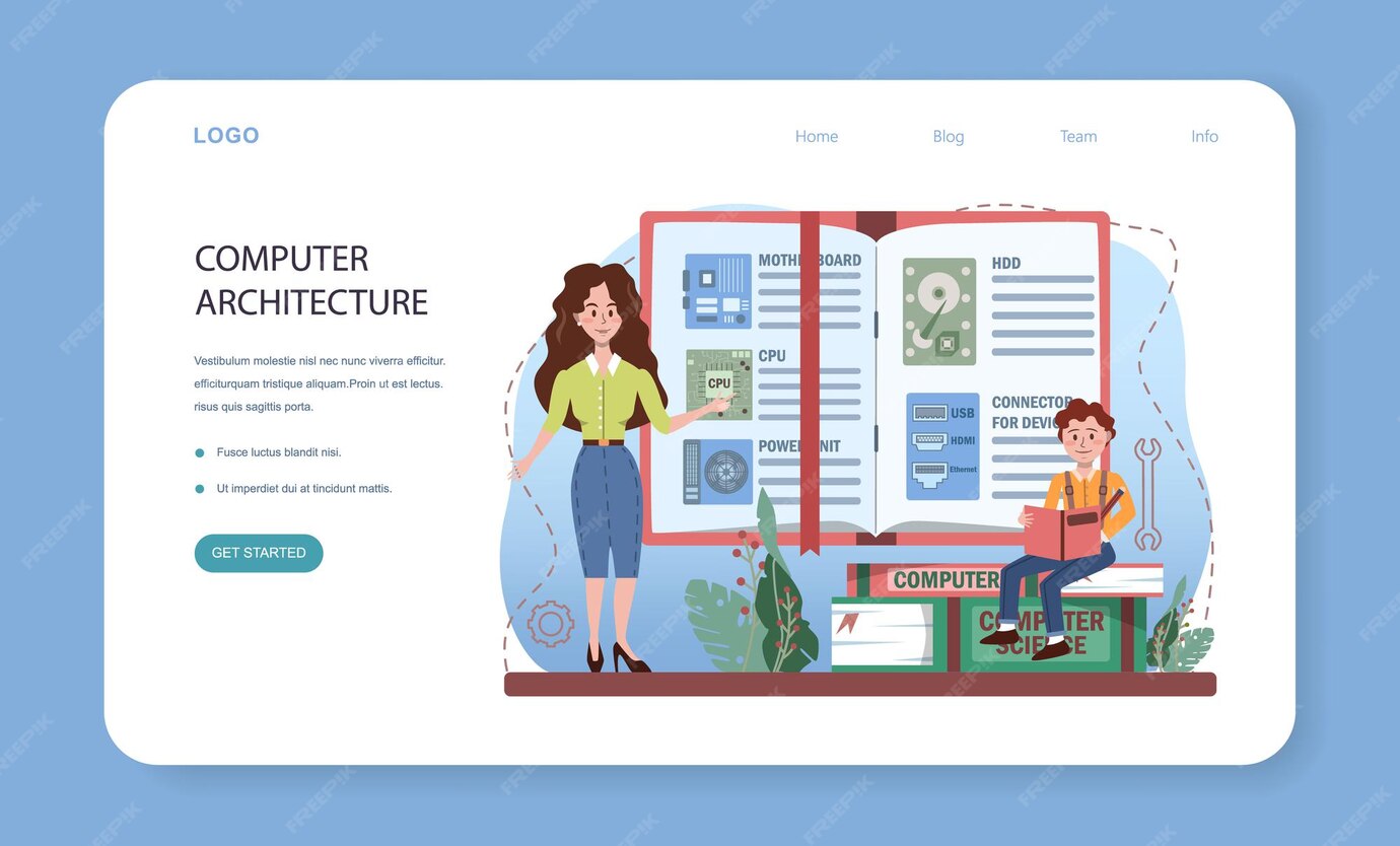 Premium Vector | It education web banner or landing page. students ...