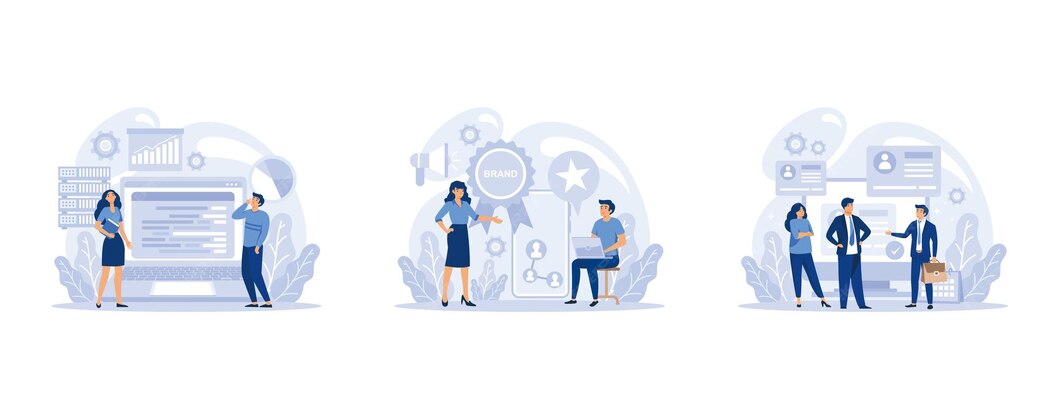 Premium Vector It Profession Set Programmer Write Software And