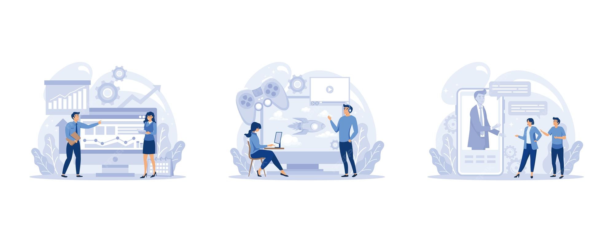 Premium Vector It Profession Set Programmer Write Software And Create Code For Computer