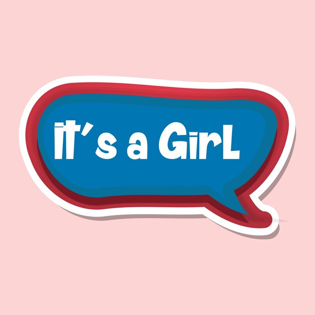 Premium Vector Its A Girl Messages Sticker Design Lettering Sticker Typographic Message Chat Badge
