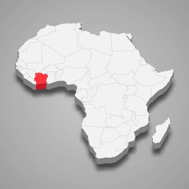 Premium Vector | Ivory Coast country location within Africa 3d map Premium Vector | Ivory Coast country location within Africa 3d map