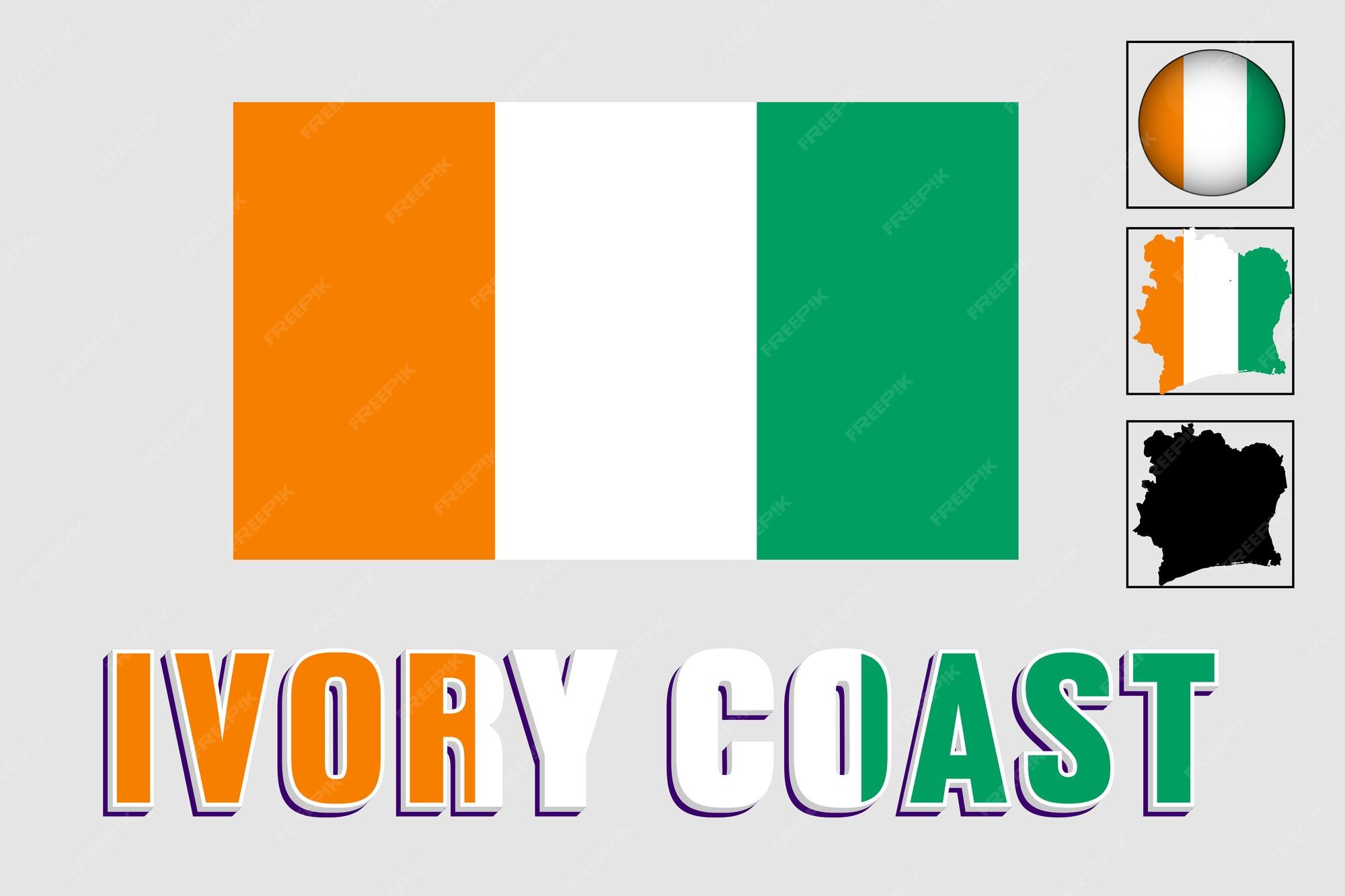 Premium Vector Ivory Coast Map And Flag In Vector Illustration