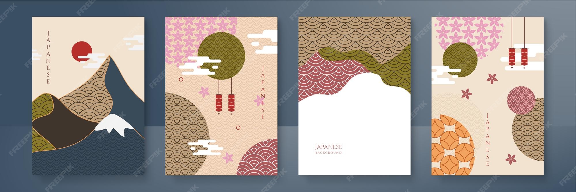 Premium Vector Japanese Background With Line Wave Pattern Vector Abstract Template With