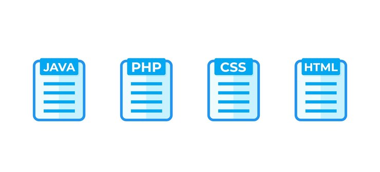 Premium Vector | Java php css html code vector icons on white