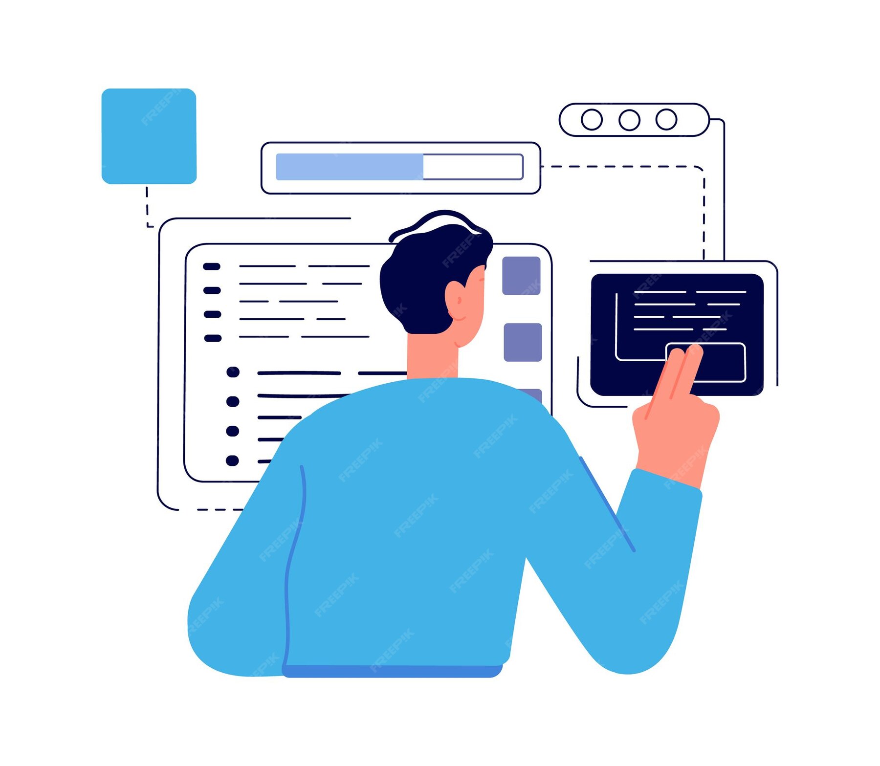 Premium Vector | Java technology coder programmer boy Man geek boy work ...