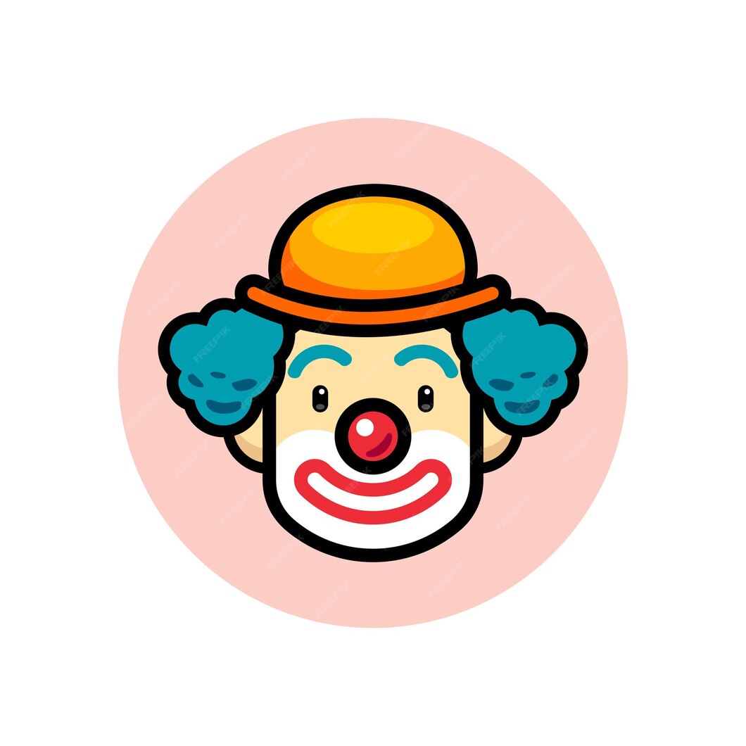 Premium Vector Joker Smile Vector Illustration Mascot With Blue Hair Wig Make Up And Hat Red