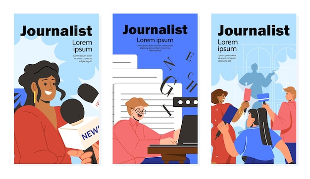 Premium Vector | Journalist posters vector set Premium Vector | Journalist posters vector set