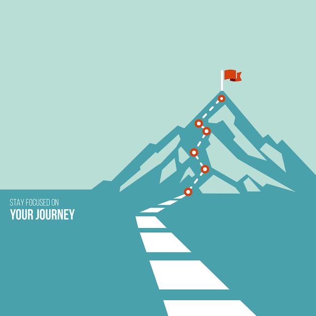 Premium Vector | Journey concept vector illustration of a mountain with ... Premium Vector | Journey concept vector illustration of a mountain with ...
