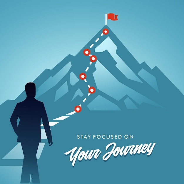 Premium Vector | Journey concept vector illustration of a mountain with ... Premium Vector | Journey concept vector illustration of a mountain with ...
